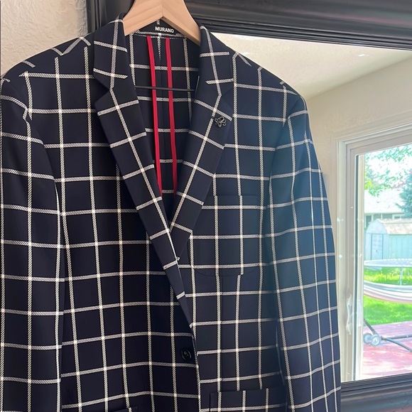 Murano | Suits & Blazers | Murano Blue And White Windowpane Sport Coat ...